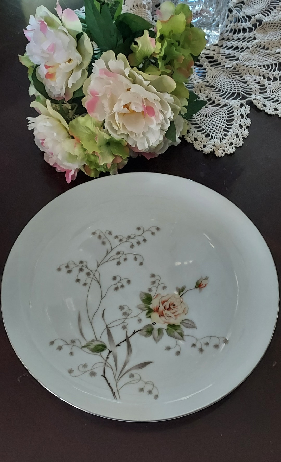Joyce by Mino Platter, Yellow Roses 15 Chop Plate, Platinum Trim - Etsy