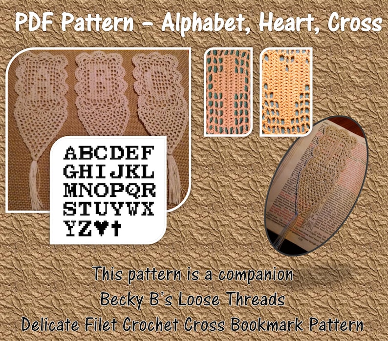 Instant Download PDF Pattern Delicate Filet Crocheted Cross or Heart ...