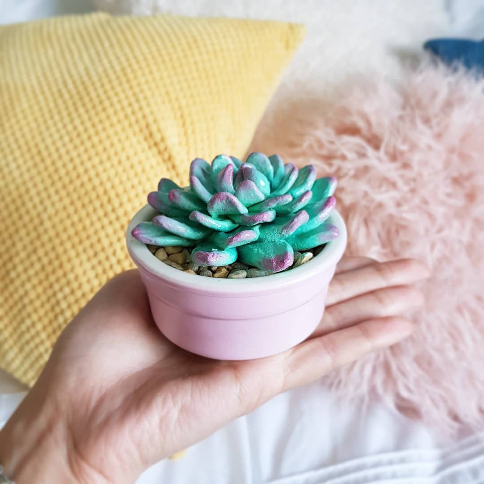 Hand Sculpted Clay Succulent Cactus Teacup Pot Sculpture - Etsy
