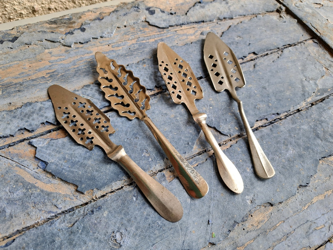 Set of 4 Antique Absinthe Spoons, French Vintage Flea Market Find ...