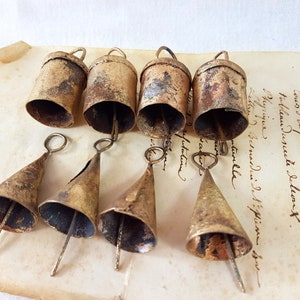 Set of 8 Rustic Rusty Vintage Cow Bells, Bronze Brass Gold Colored ...
