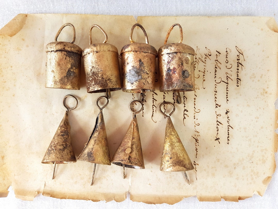 Set of 8 Rustic Rusty Vintage Cow Bells, Bronze Brass Gold Colored ...