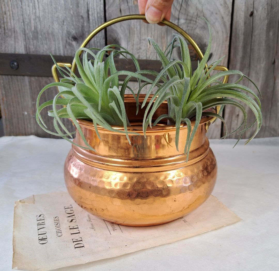 Copper Planter Pot With Brass Handle, Large Bowl, Holder, French ...