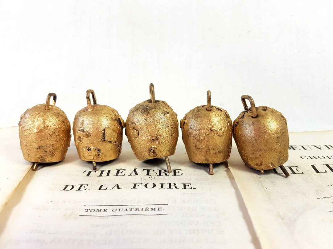Set of 5 Round Shaped Cow Bells With Rough Finished Surface, Rustic ...