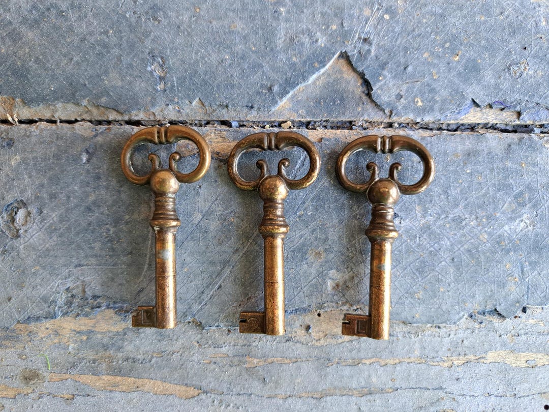 Lot of 3 Antique Rustic Skeleton Keys, French Vintage Antique, Cottage ...