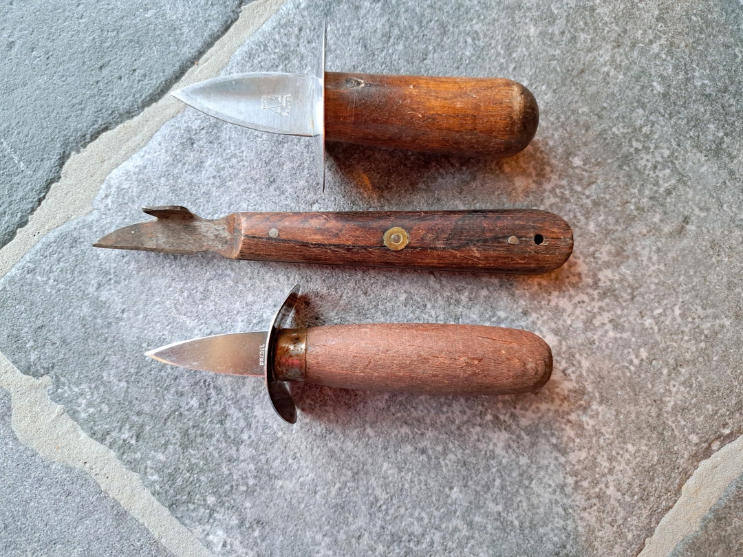 2 Oyster Knives PRADEL 1 Tin Can Opener, French Vintage Antique, Fish ...