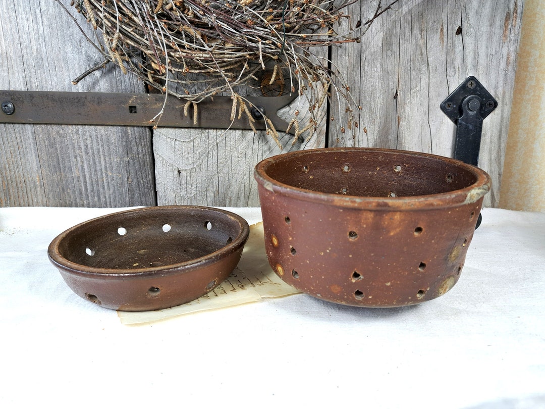 1800s Set of 2 Antique Cheese Earthenware Strainers Colanders, French ...