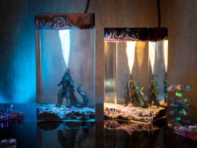 Godzilla Monster Night Light Atomic Breath Resin Lamp Night Light ...