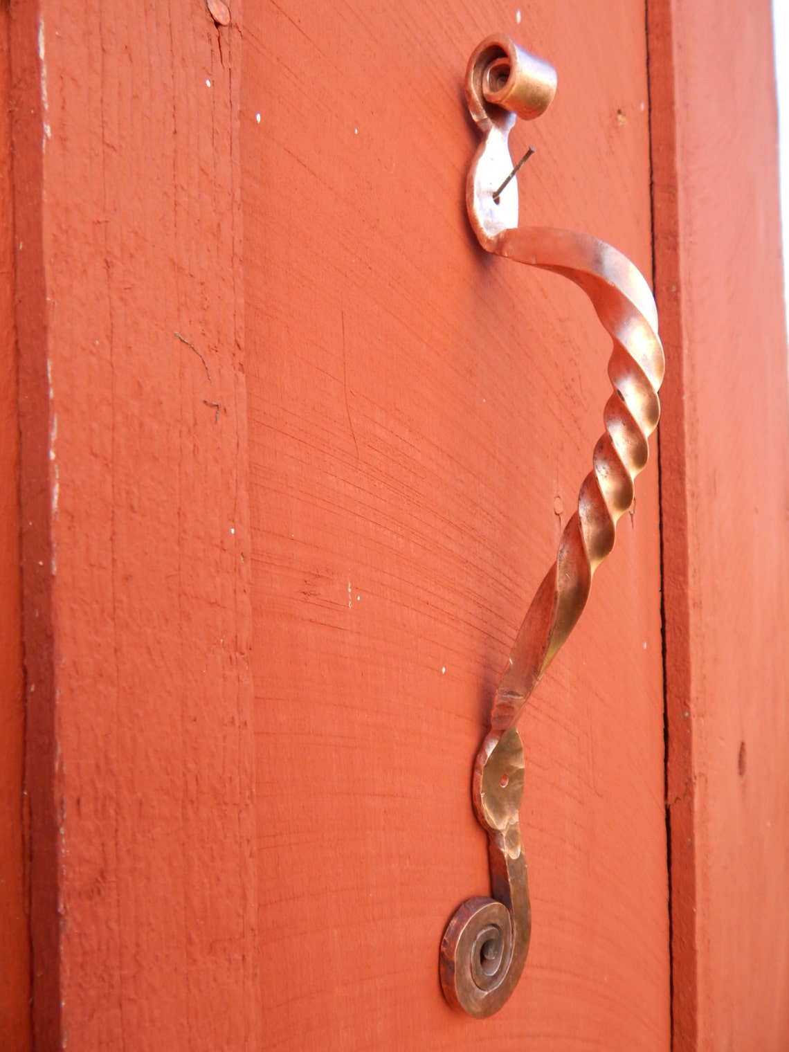 Solid Copper Door Handle Pull, Hand Forged - Etsy