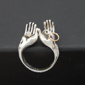 Open Hands Ring Sterling Silver With Gold - Etsy