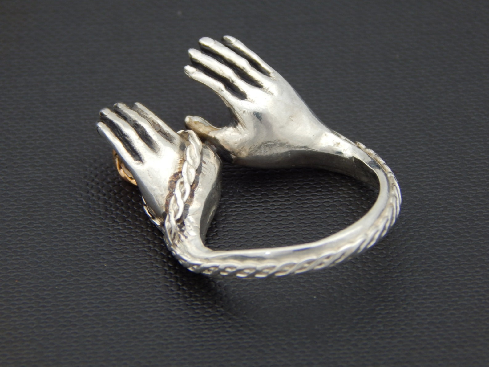 Open Hands Ring Sterling Silver With Gold - Etsy