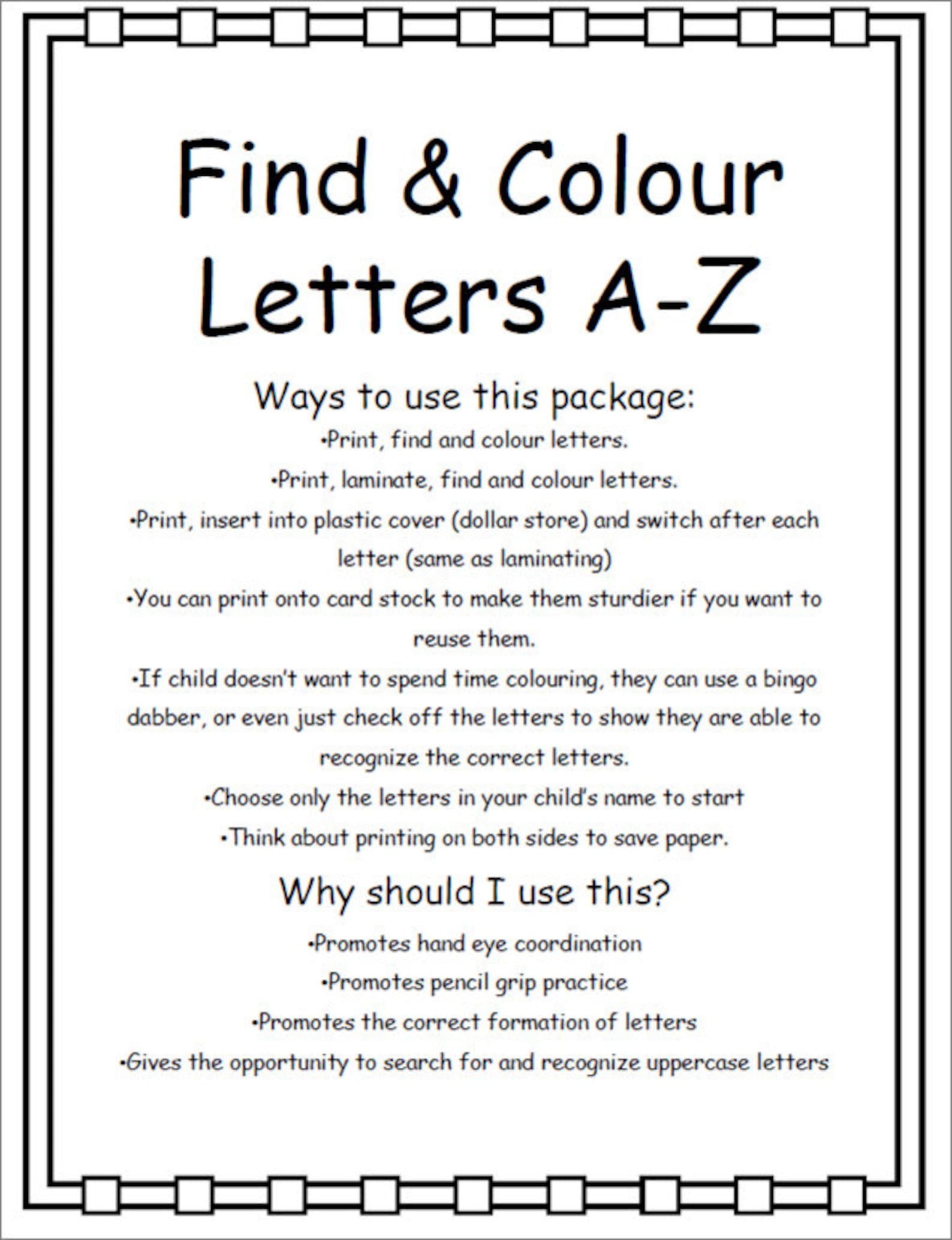 Find and Colour Letters A-Z PDF - Etsy