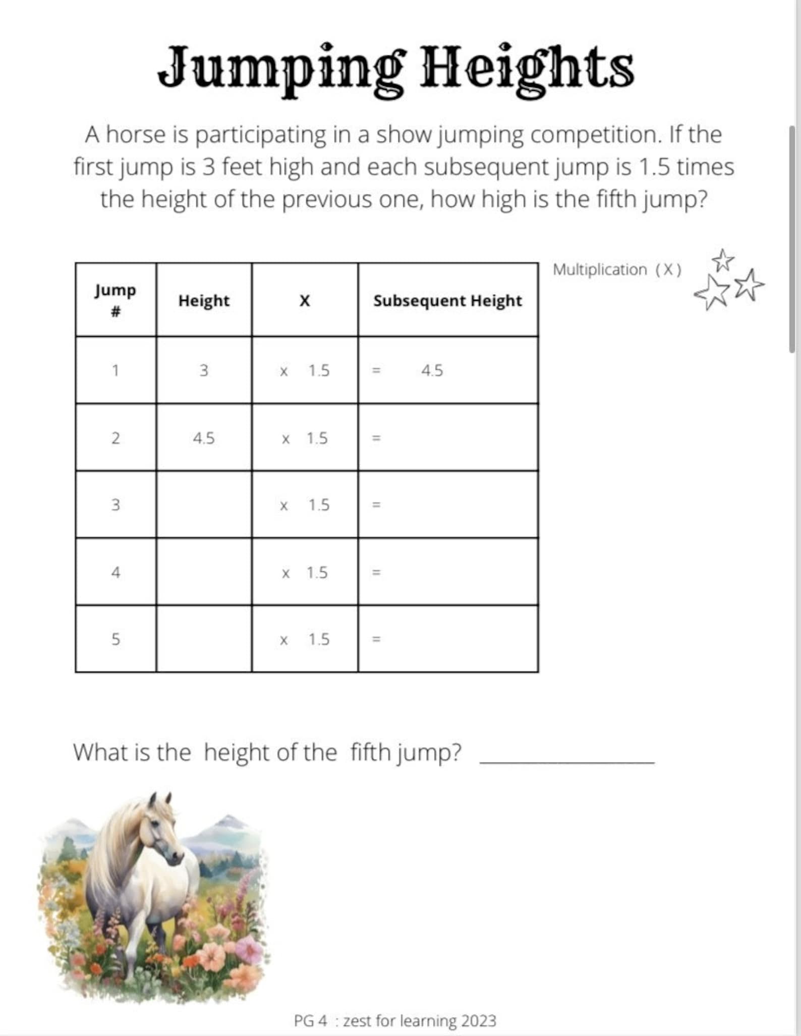 Math for Horse Loving Kids. Math Questions Workbook With Horse Theme ...