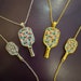 Pickleball Tennis Pave Stone Paddle Racquet Pendant Necklace Bracelet ...
