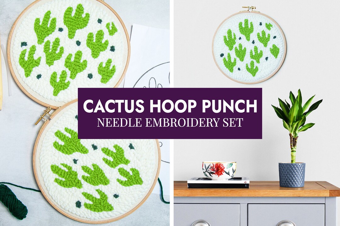 CACTUS Hoop Punch DIY Needle Embroidery Kit Set| Needle Point Craft Set ...