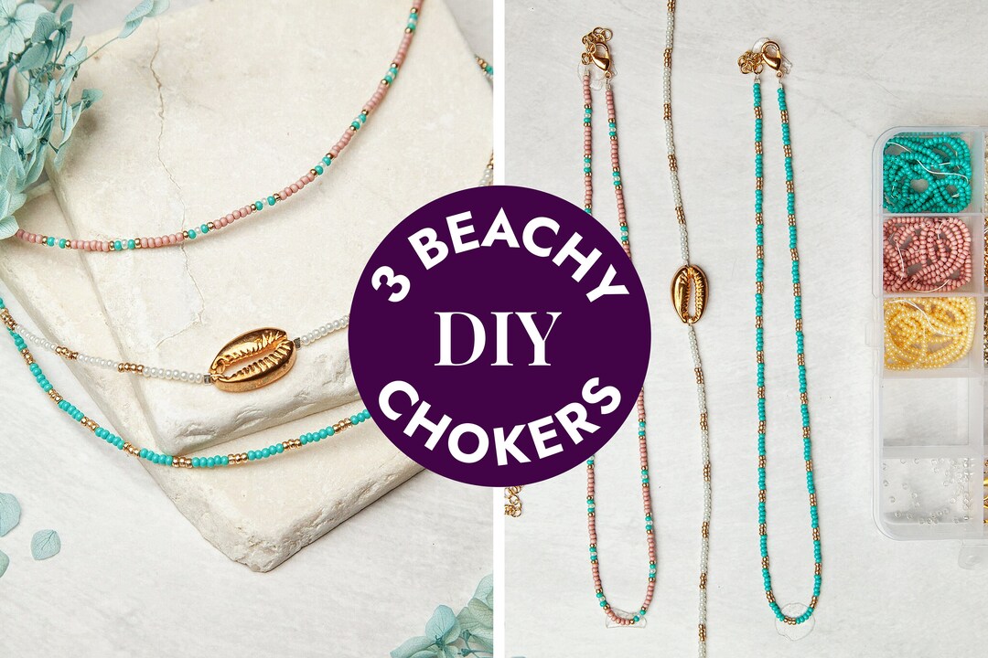 Beachy Beaded Choker DIY Necklace Kit | Turquoise Bead Jewelry Making ...