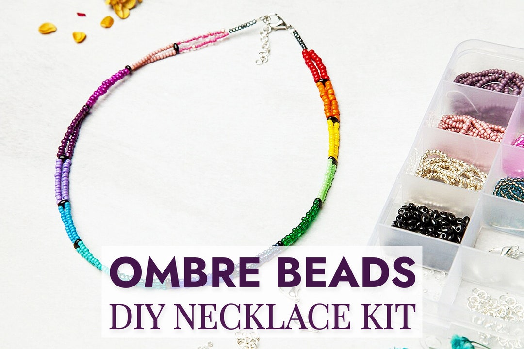 DIY Ombre Beads Necklace Making Kit | Deluxe DIY Jewelry Set With ...