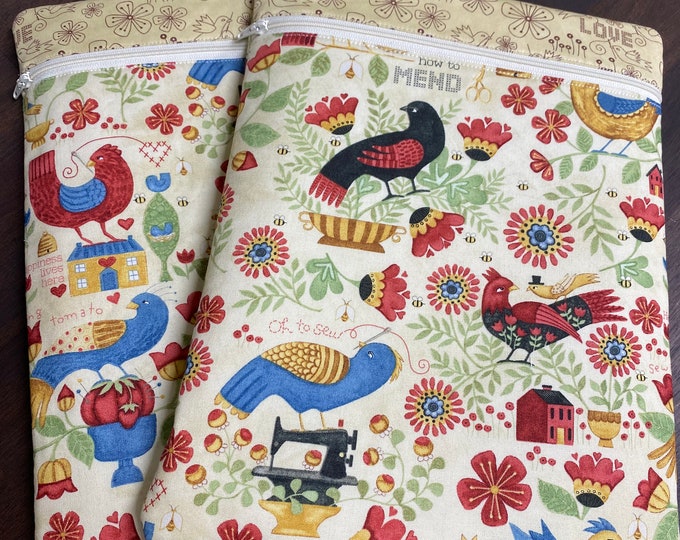 9 X 12 Project Bag Stitchy Birds Parchment - Etsy