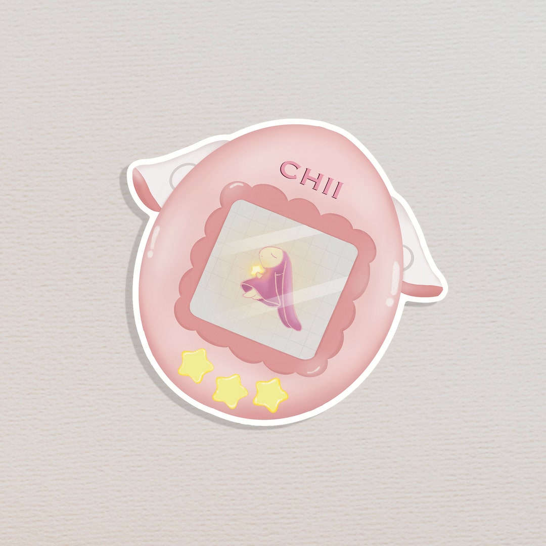 Pink Stars Chobits Rabbit Tamagotchi Sticker | Glossy Vinyl Waterproof ...