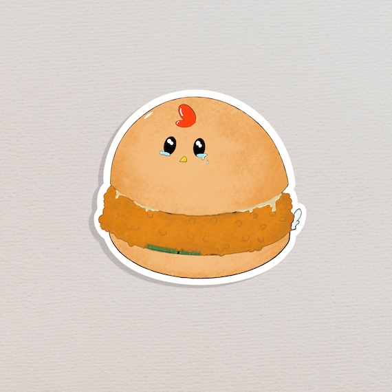 Cute Crying Crispy Chicken Sandwich Glossy Vinyl Waterproof | Etsy