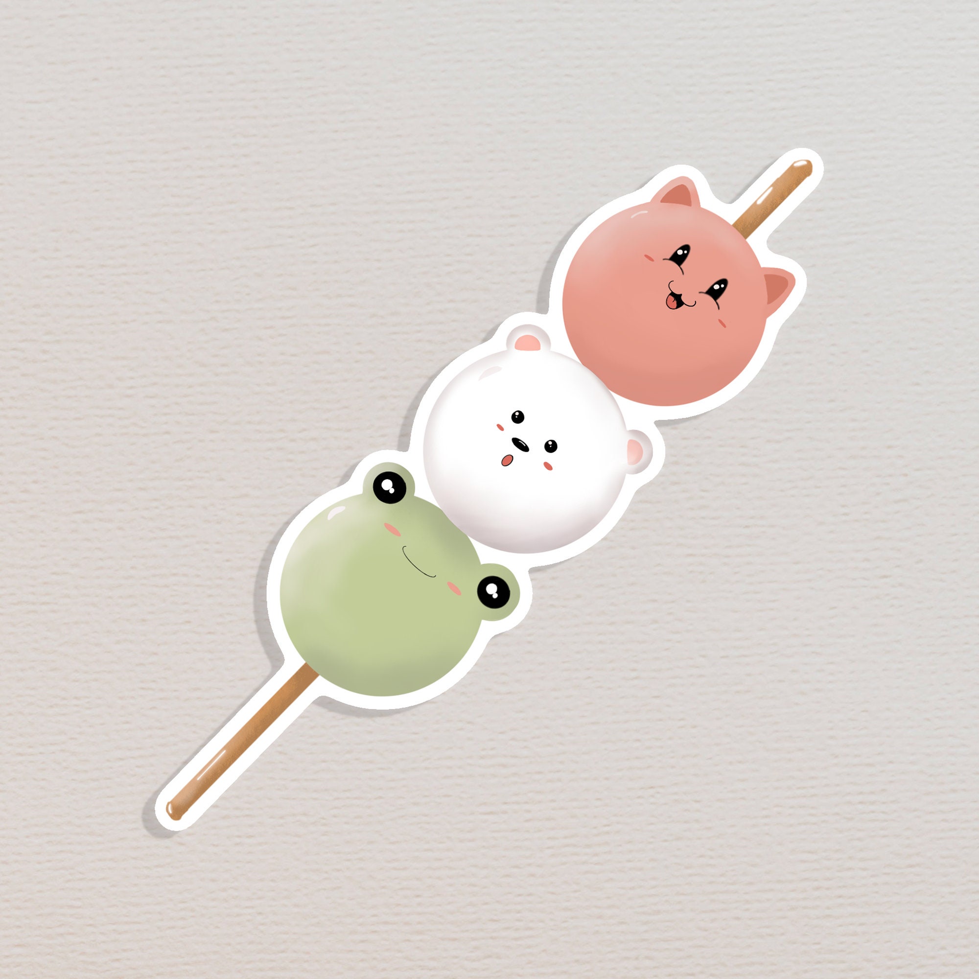 Colourful Animal Japanese Dango Snack Sticker Cat, Frog, Polar Bear ...
