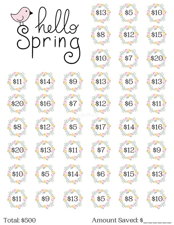 Hello Spring Savings Challenge - Etsy