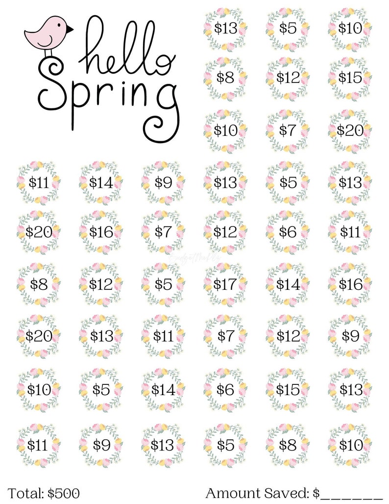 Hello Spring Savings Challenge - Etsy