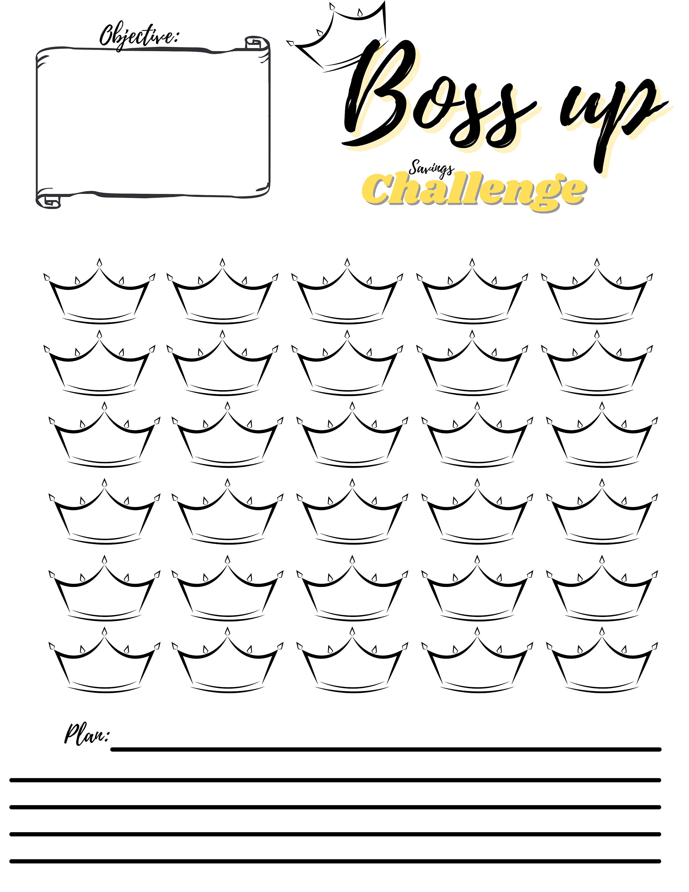The Boss up Savings Challenge Printable - Etsy