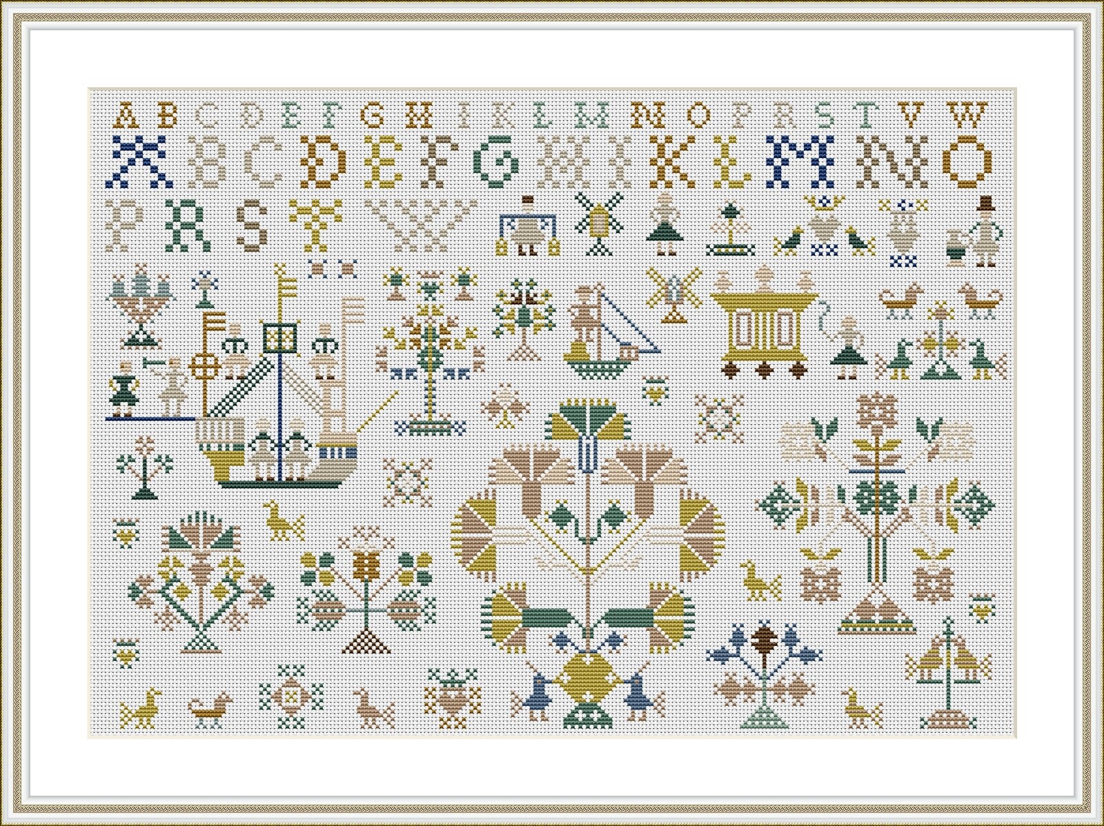 1812 Dutch Antique Sampler Reproduction Cross Stitch Counted Chart PDF ...