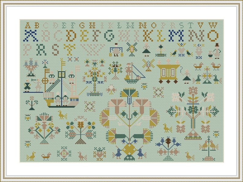 1812 Dutch Antique Sampler Reproduction Cross Stitch Counted Chart PDF ...
