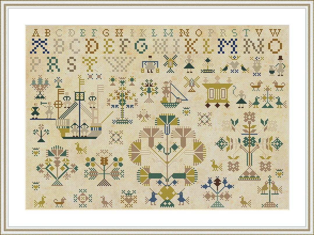 1812 Dutch Antique Sampler Reproduction Cross Stitch Counted Chart PDF ...