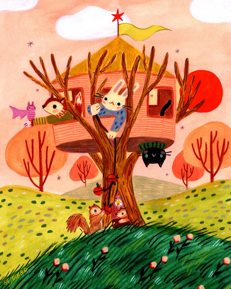 Treehouse Art Print - Etsy