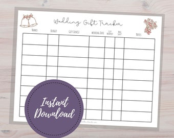 Wedding Gift Tracker Printable - Etsy