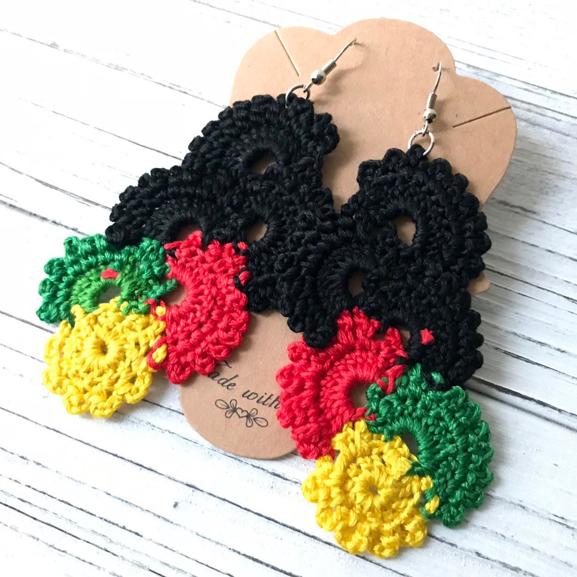 Jamaican Crochet Earrings Natural Hair Rasta Clothing | Etsy
