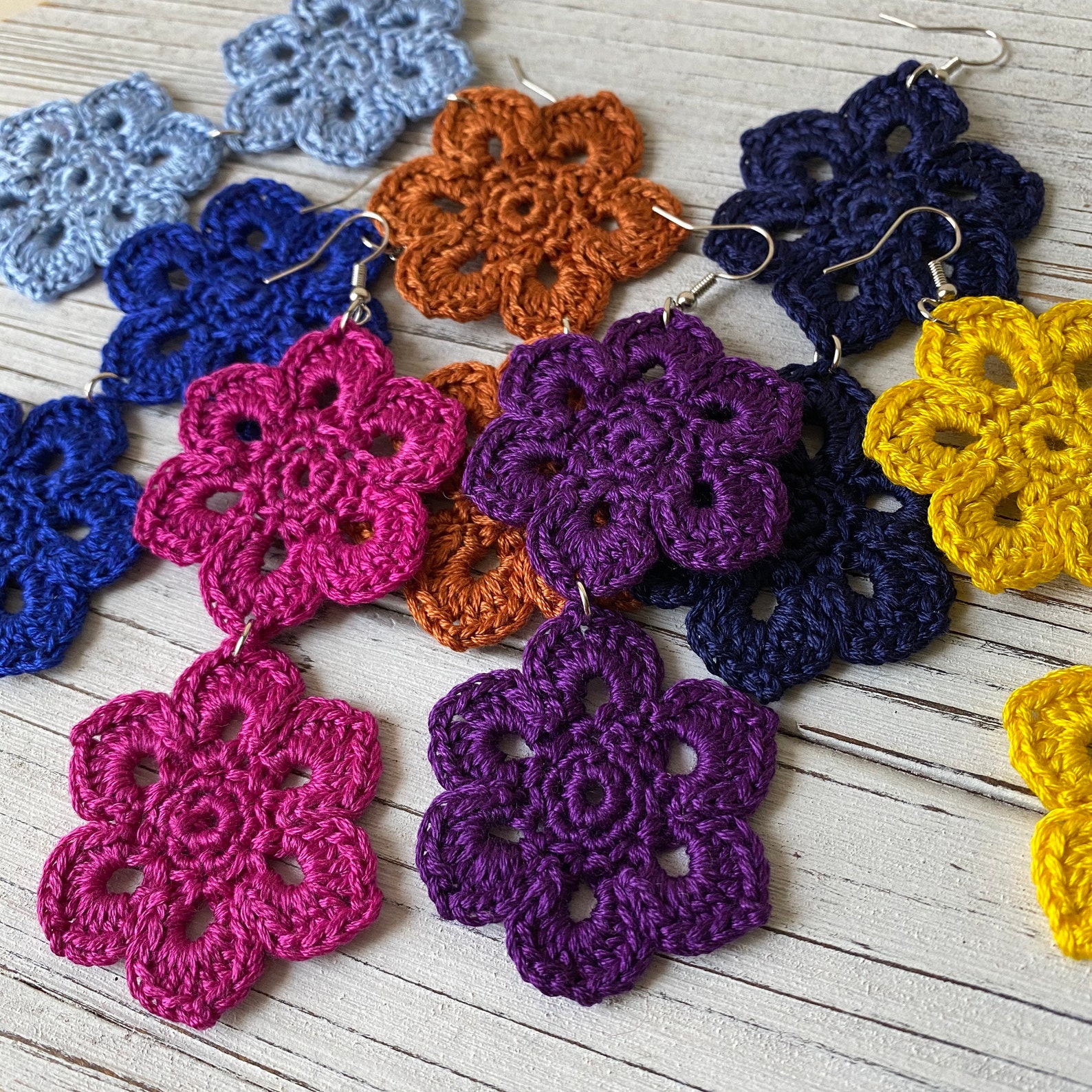 Crochet Flower Earrings Crochet Earrings Crochet Jewelry - Etsy