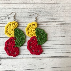 Rasta Jewelry, Colorful Crochet Earrings, Rasta Clothing, Rastafarian ...