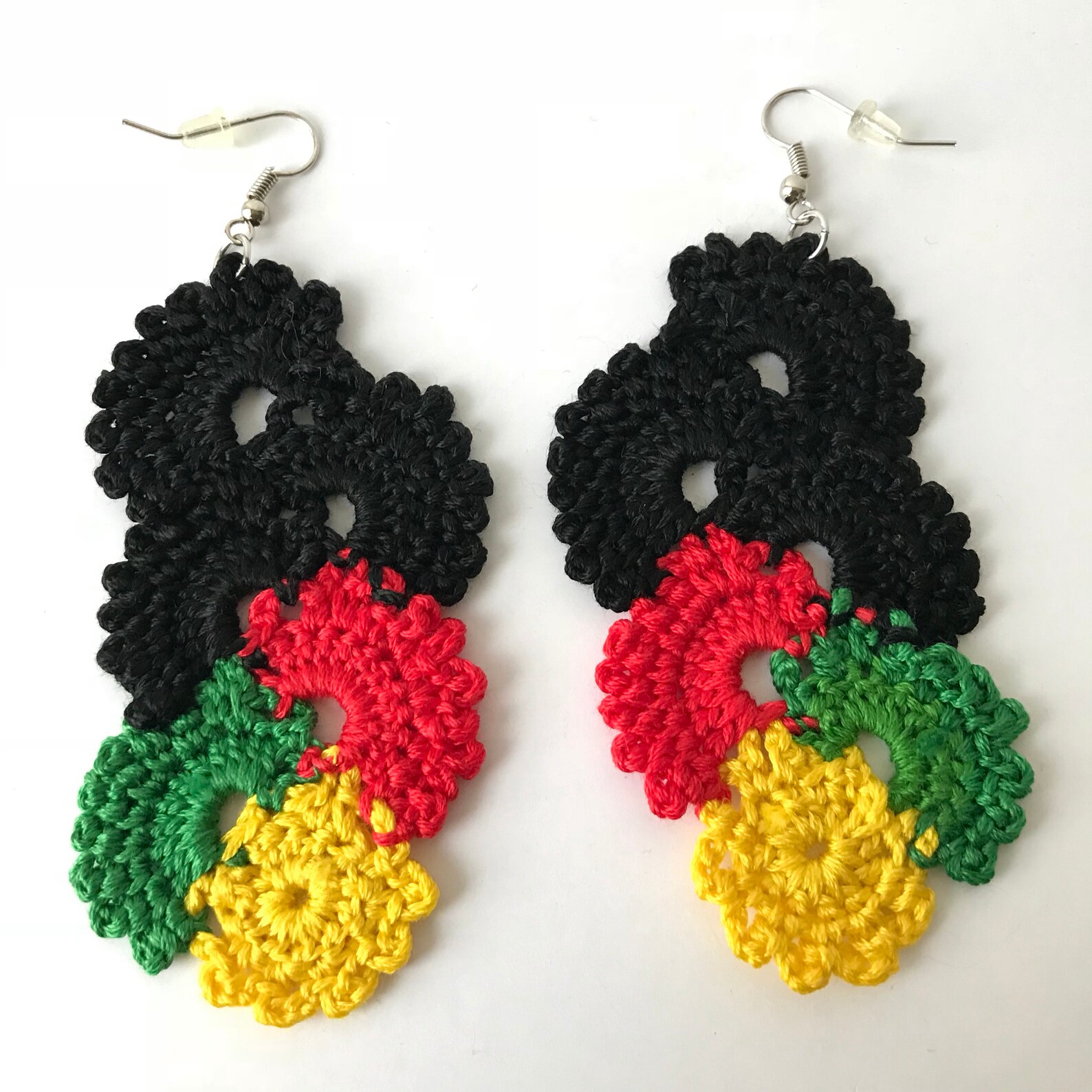 Jamaican Crochet Earrings Natural Hair Rasta Clothing | Etsy