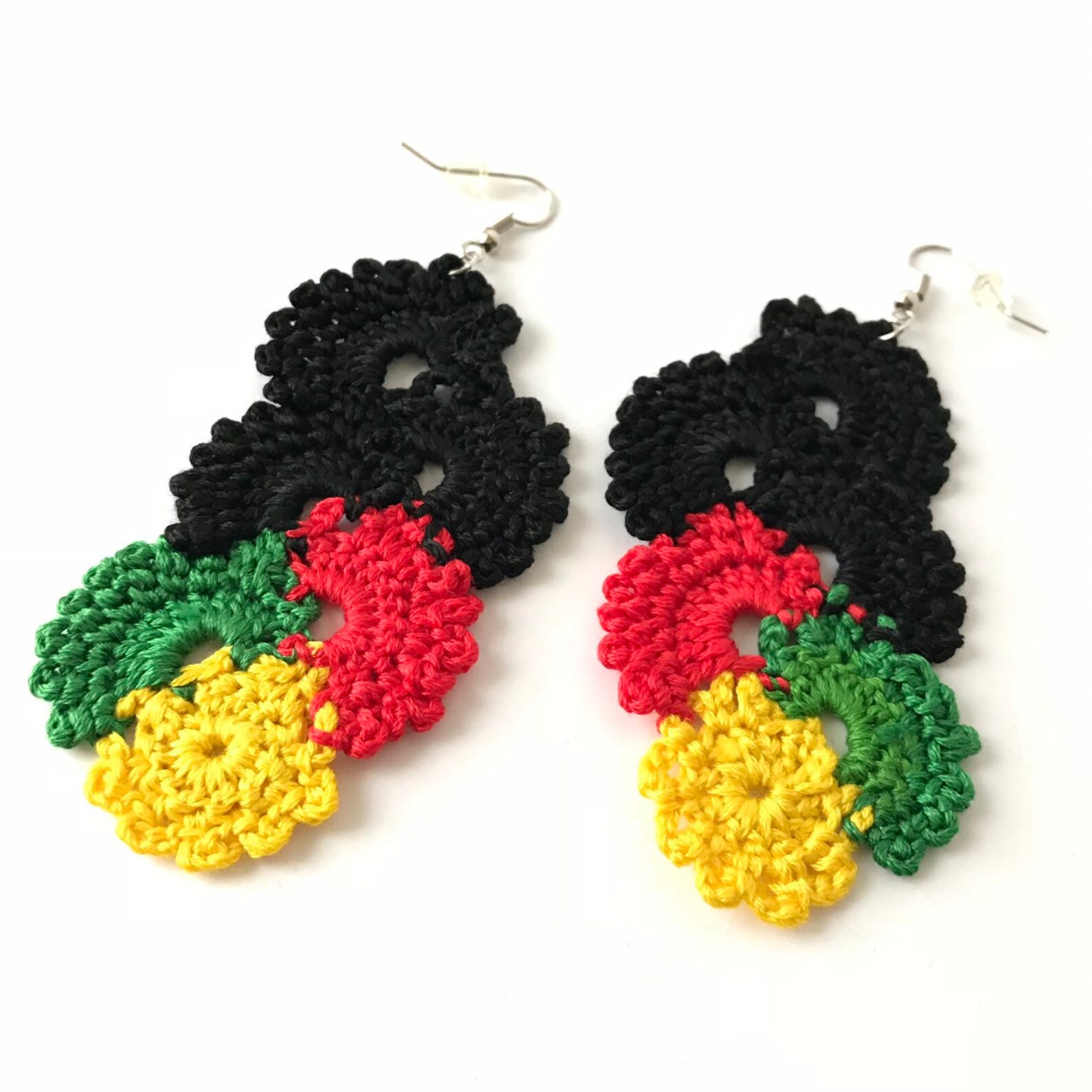 Jamaican Crochet Earrings Natural Hair Rasta Clothing - Etsy