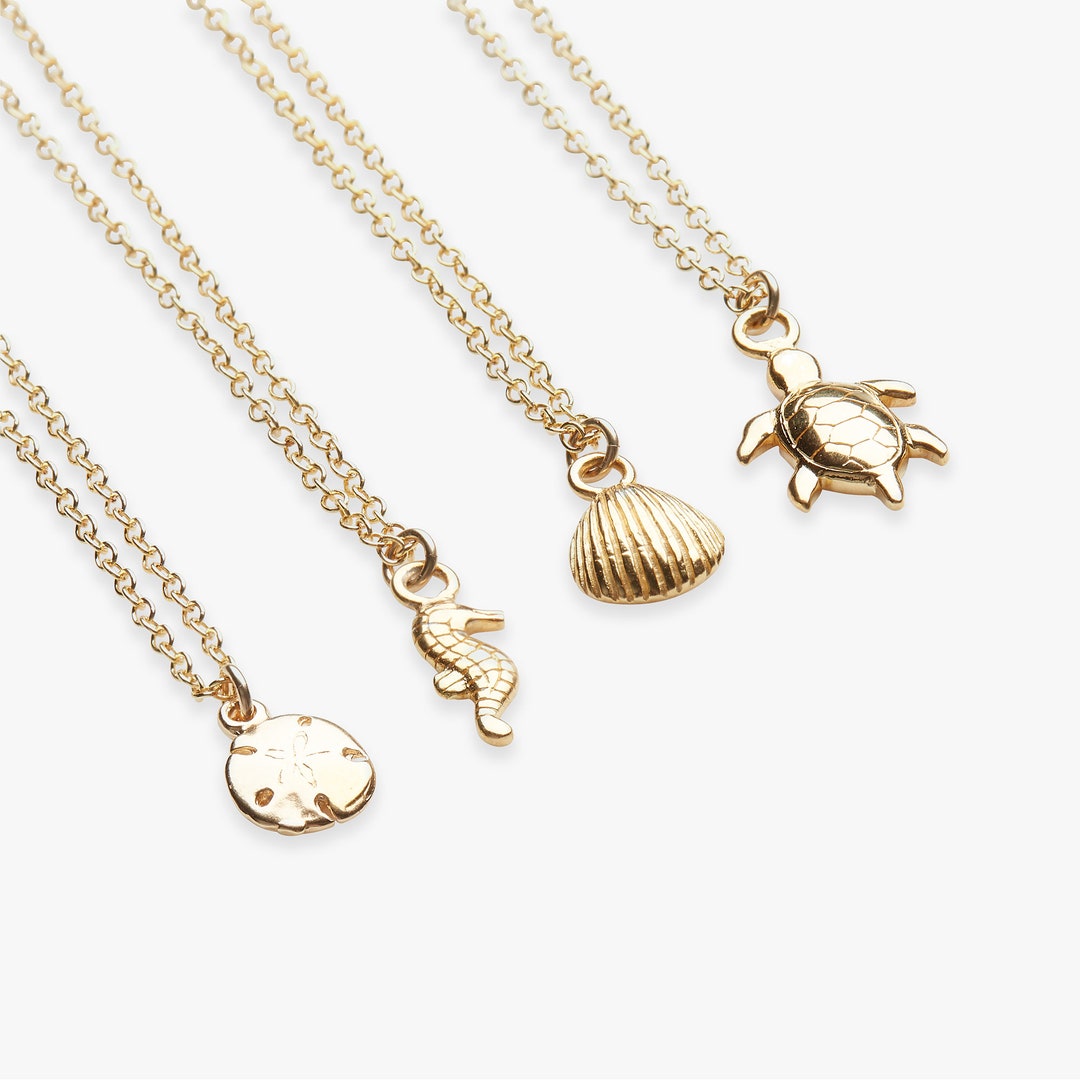 Deep Sea Charm Collection Necklace | Golden Ocean Inspired Pendants ...