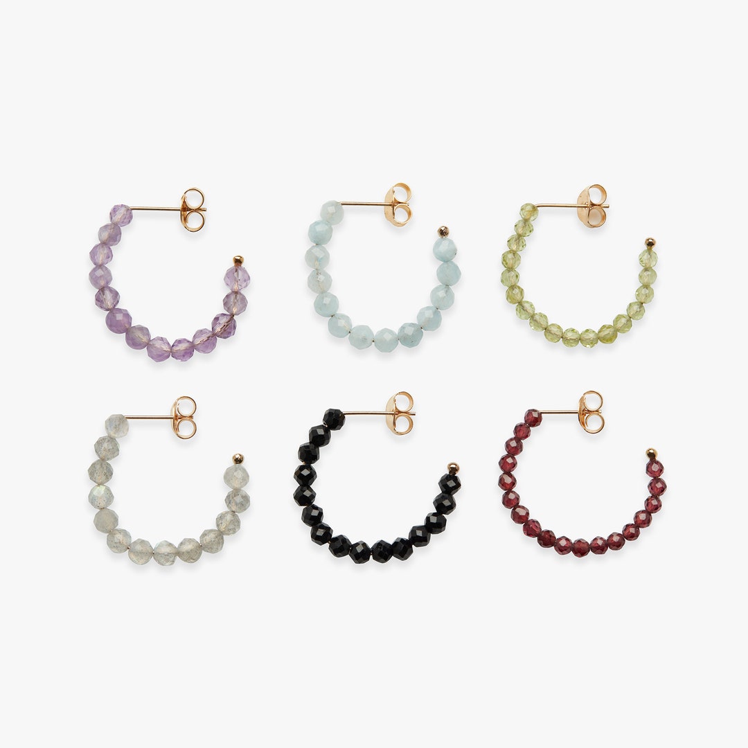 Fruit Basket Large Gemstone Stud Hoop Gold Golden Studs Hoops With ...