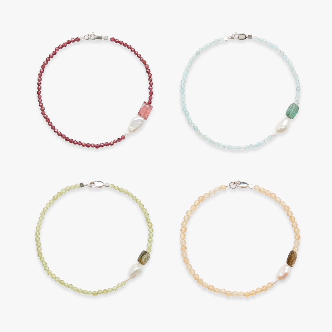 Fireworks Bracelet Silver Colourful Gemstone Bracelet With Tourmaline ...