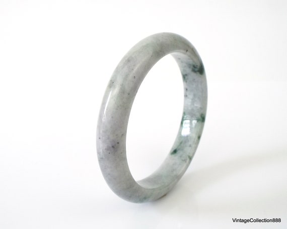Authentic Natural Gray and Green Jadeite Jade Bracele… - Gem