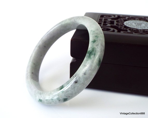 Authentic Natural Gray and Green Jadeite Jade Bracele… - Gem