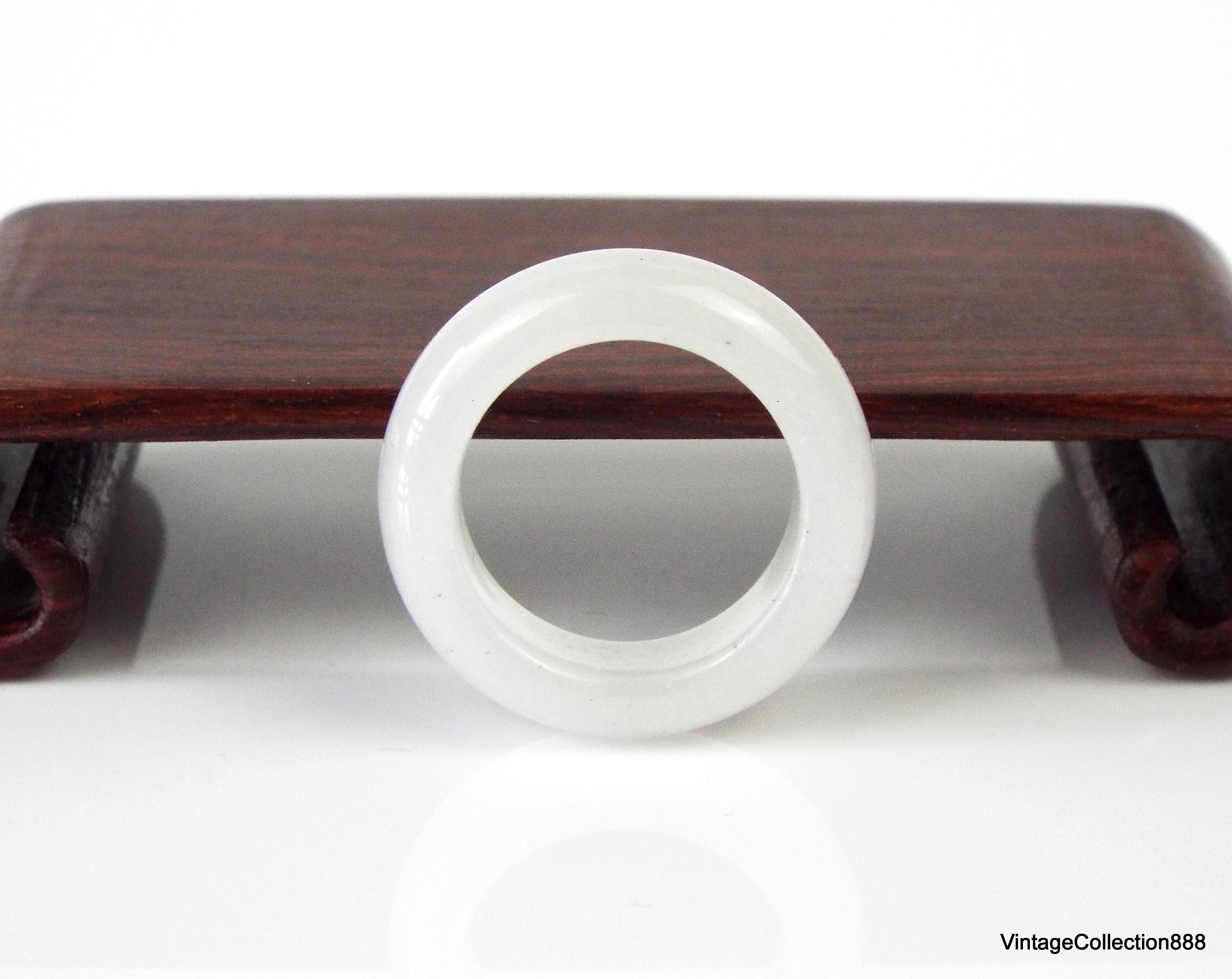 Buy Natural Jade Ring US 3 14.1mm White Jadeite Jade Ring Online in ...