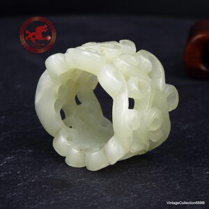 Old Chinese White Hetian Jade Ring US 13.5, Archer Hetian Jade Ring ...