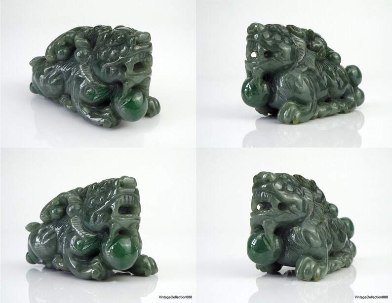 Chinese Pixiu Statue of Natural Green Jadeite Jade Large | Etsy