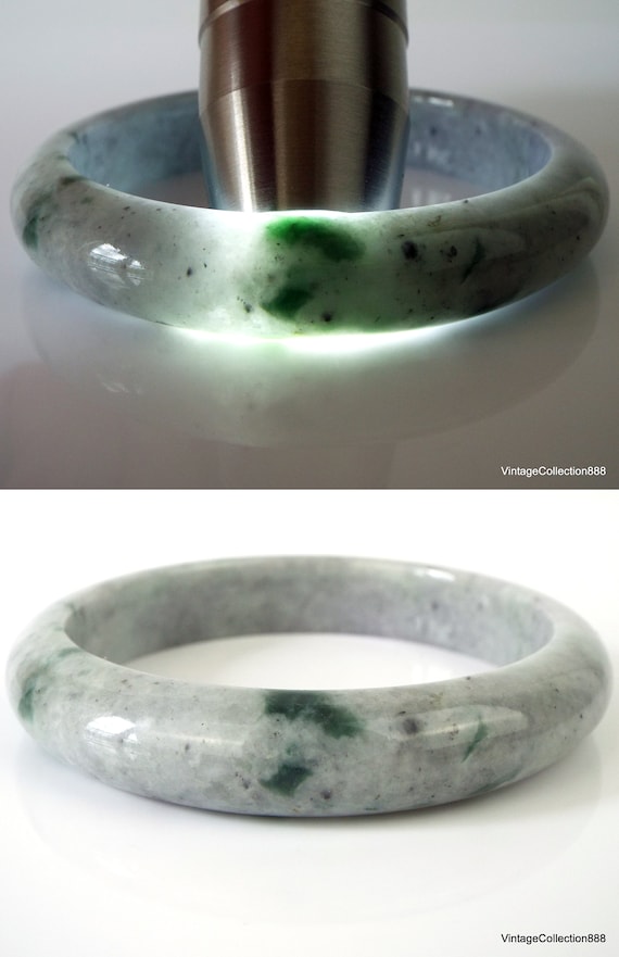 Authentic Natural Gray and Green Jadeite Jade Bracele… - Gem