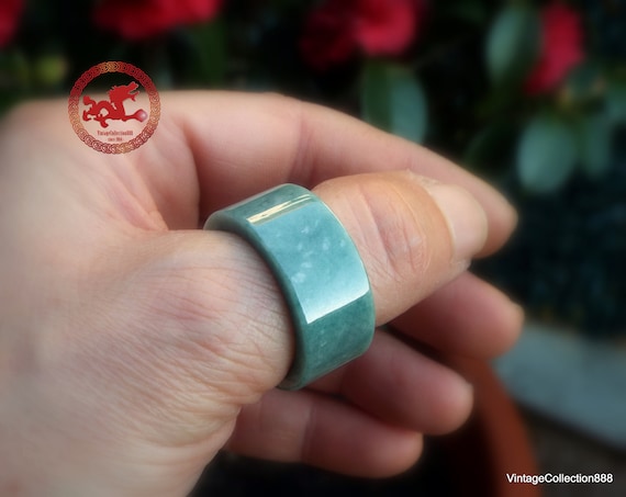 Natural Green Jade Ring US 13 22.2mm Straight Cut Men s Thumb Ring Archer Jade Ring Thumb Jade Ring Thumb Jade Ring for Women Wide Ring Etsy Canada