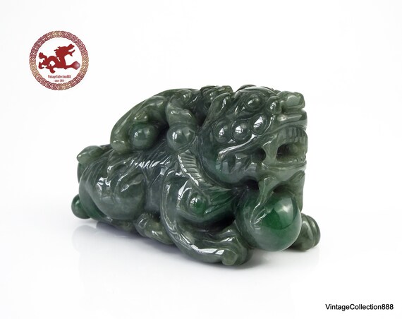 Chinese Pixiu Statue of Natural Green Jadeite Jade Large - Etsy