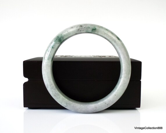 Authentic Natural Gray and Green Jadeite Jade Bracele… - Gem